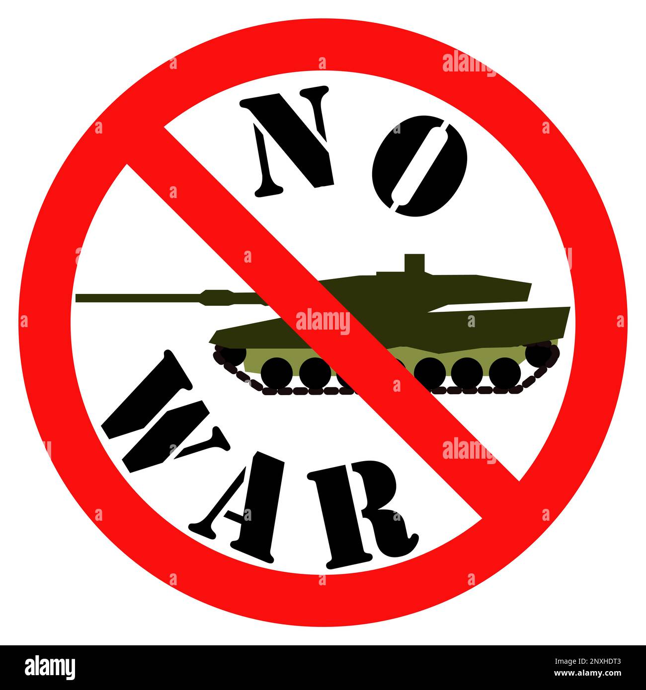 Prohibition sign with tank and text no war Stock Vector Image & Art - Alamy
