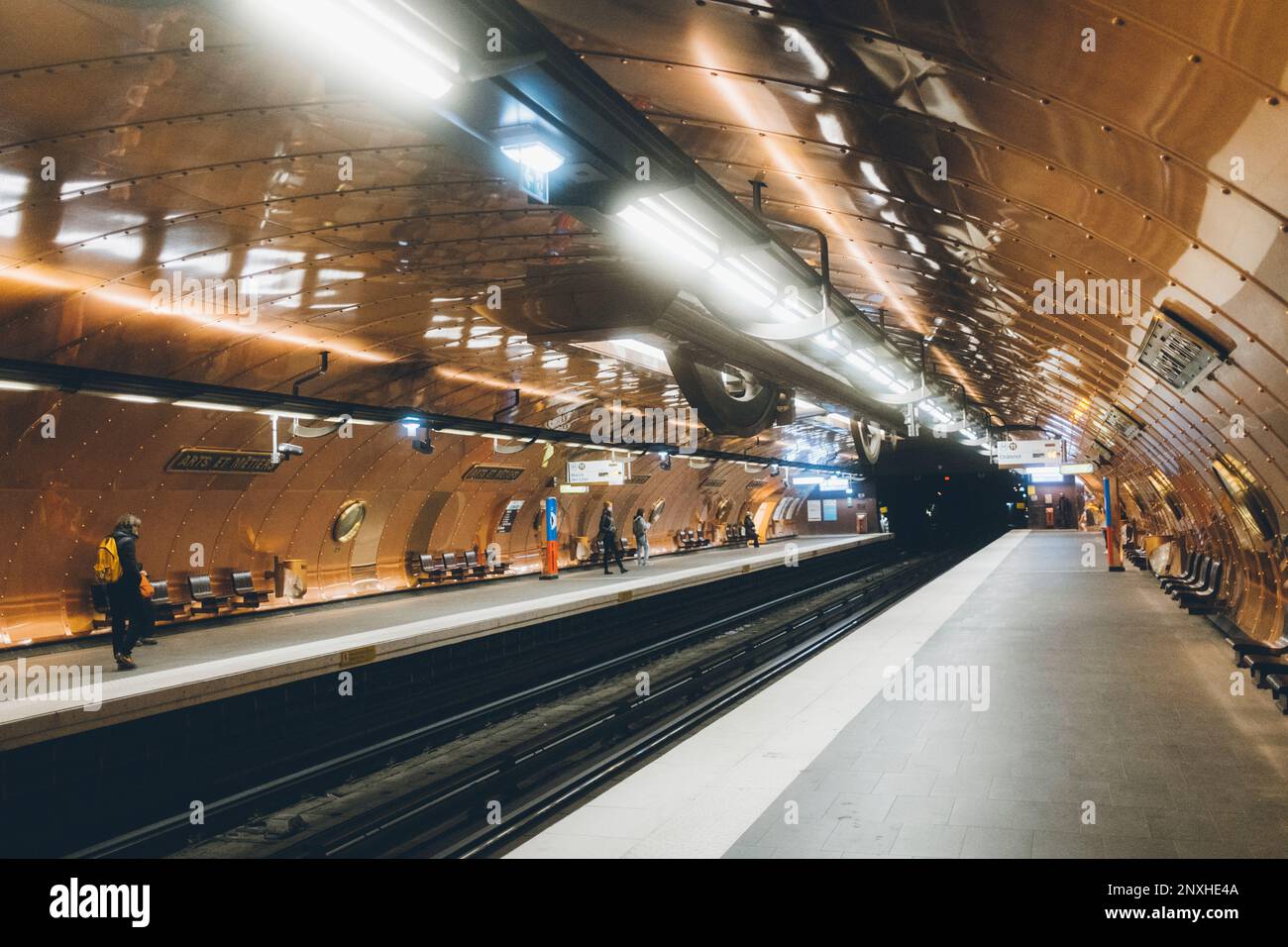 Paris, 09.02.23: Metro Station in copper optics „ Arts et metiers ...
