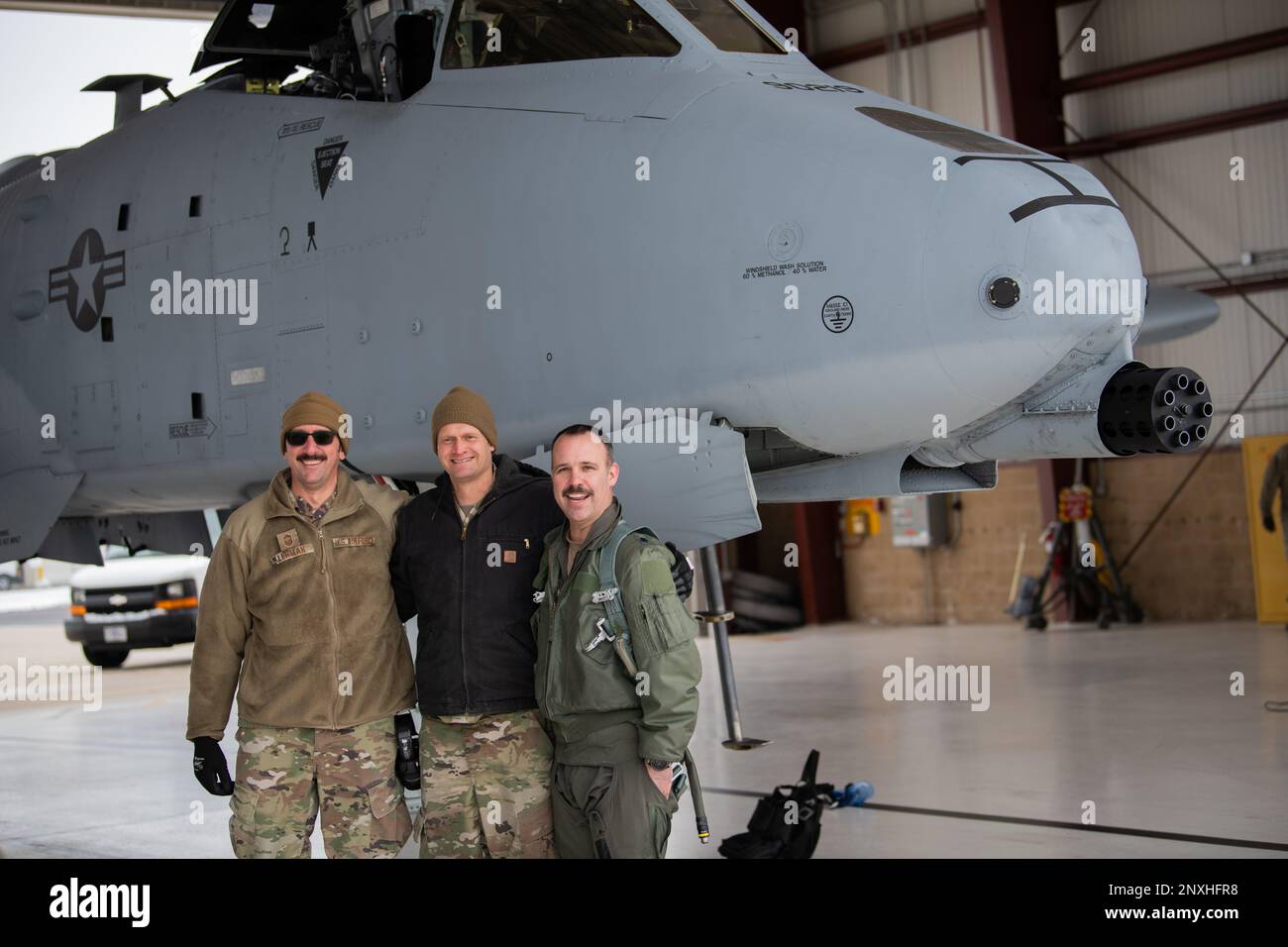 U.S. Air Force Lt. Col. Scott Boatright celebrates his “fini flight ...
