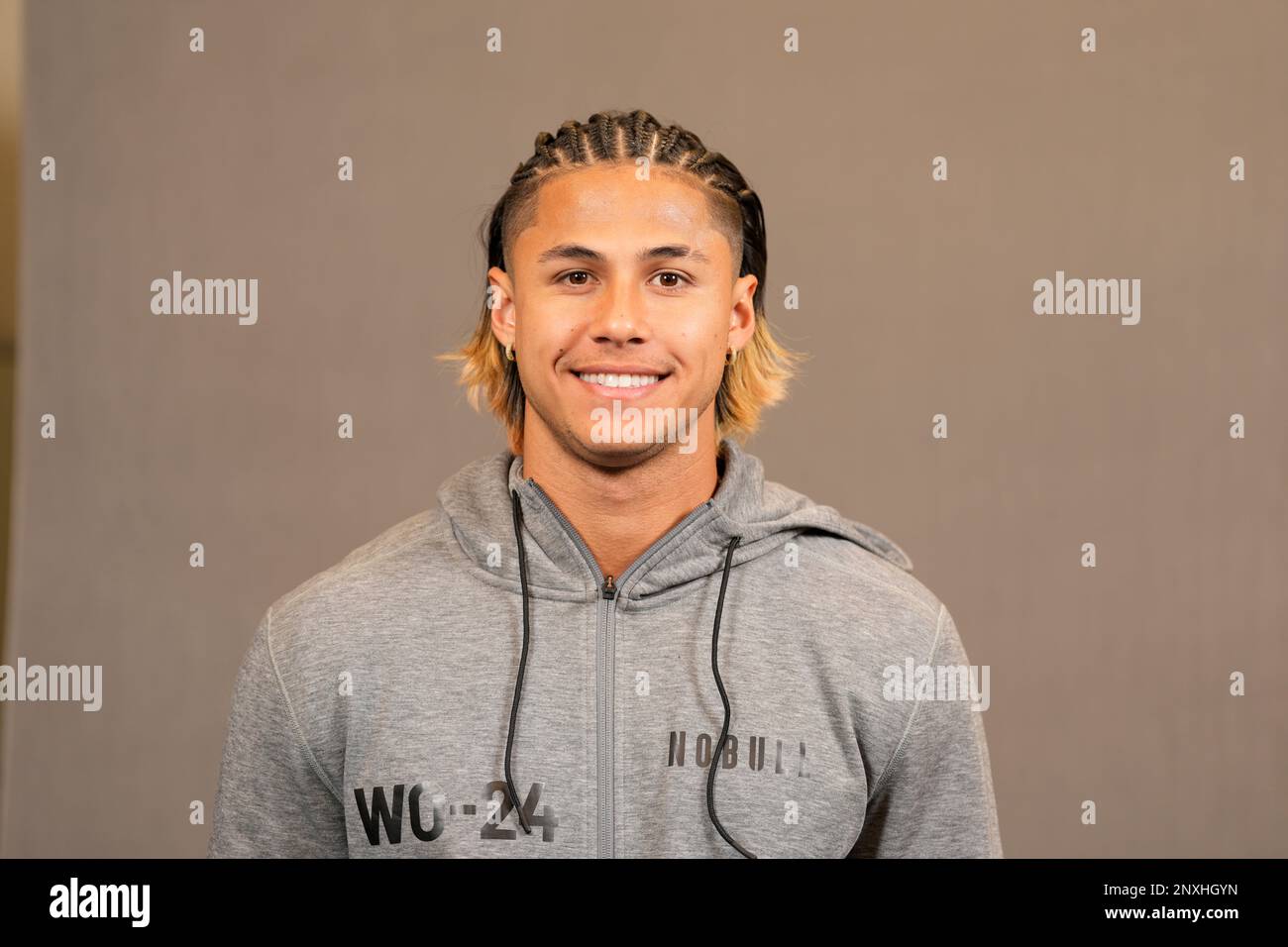 Princeton wide receiver Andrei Iosivas poses for a portrait at the NFL ...