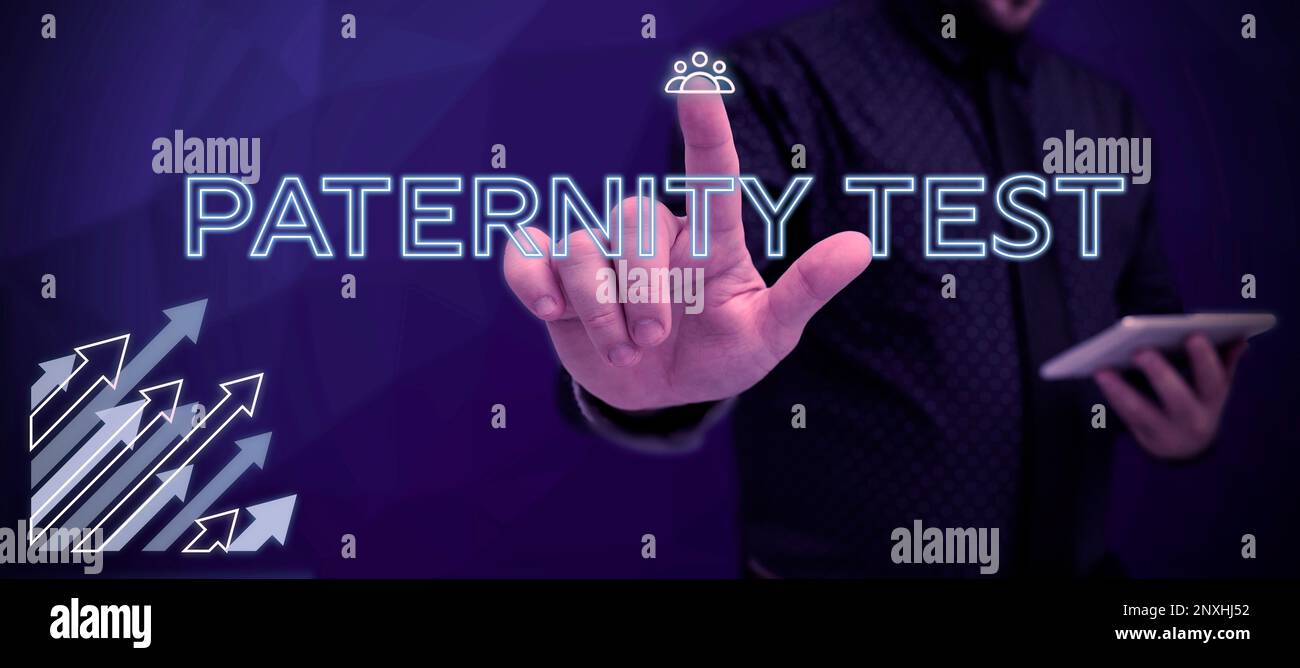 Conceptual caption Paternity Test. Word Written on a test of DNA to ...