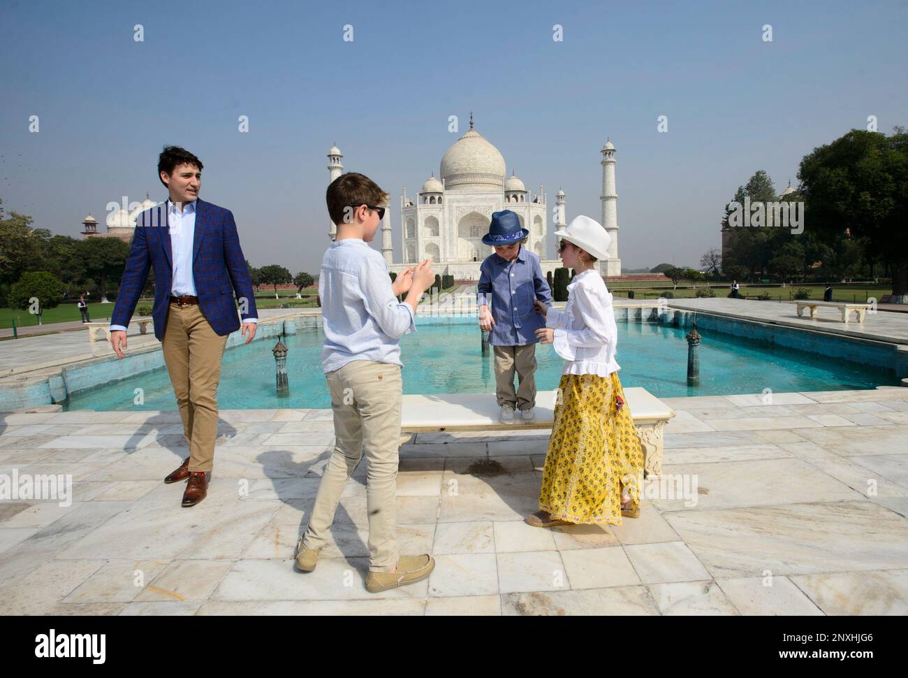 Canadian Prime Minister Justin Trudeau talks with his children, Xavier ...