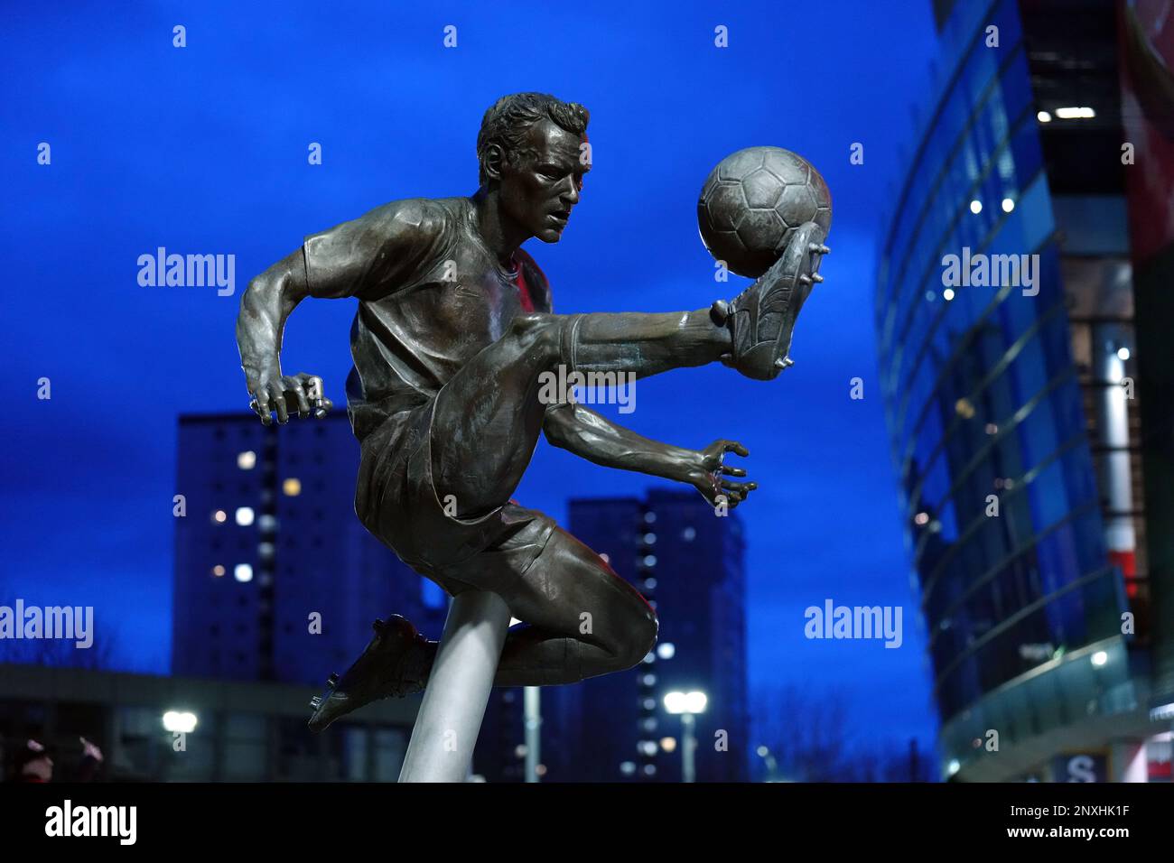 The Dennis Bergkamp statue outside the ground ahead of the Premier ...