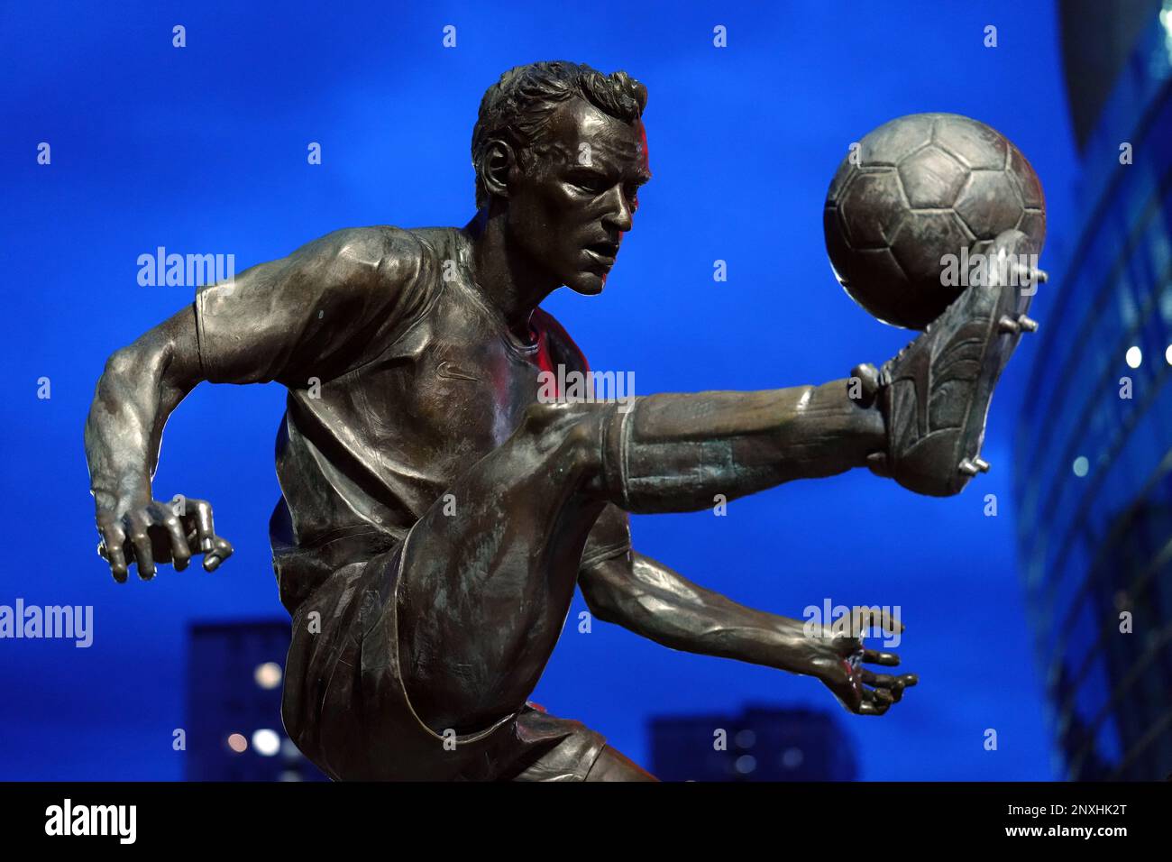 The Dennis Bergkamp statue outside the ground ahead of the Premier ...