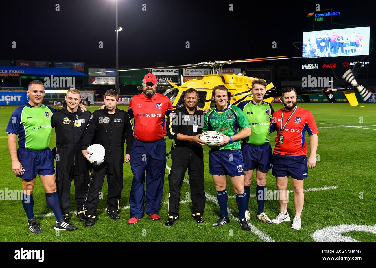 FEB 17, 2018: The Phi Air Medical helicopter delivers the game ball ...