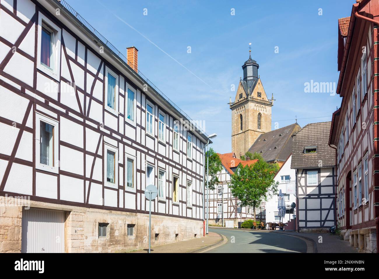 Korbach: church St. Kilian, half-timbered houses in Nordhessen, Hessen ...