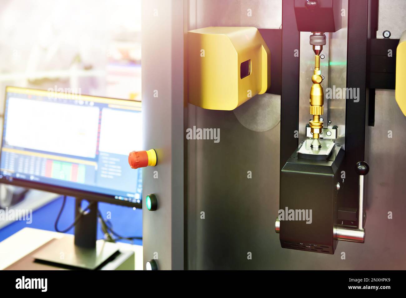Systems for optical shaft measurement with control monitor Stock Photo ...
