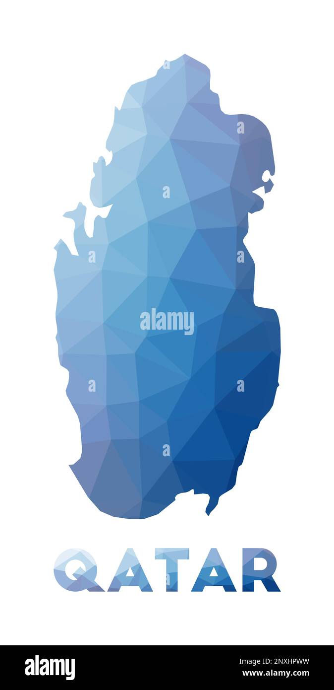 Low poly map of Qatar. Geometric illustration of the country. Qatar ...