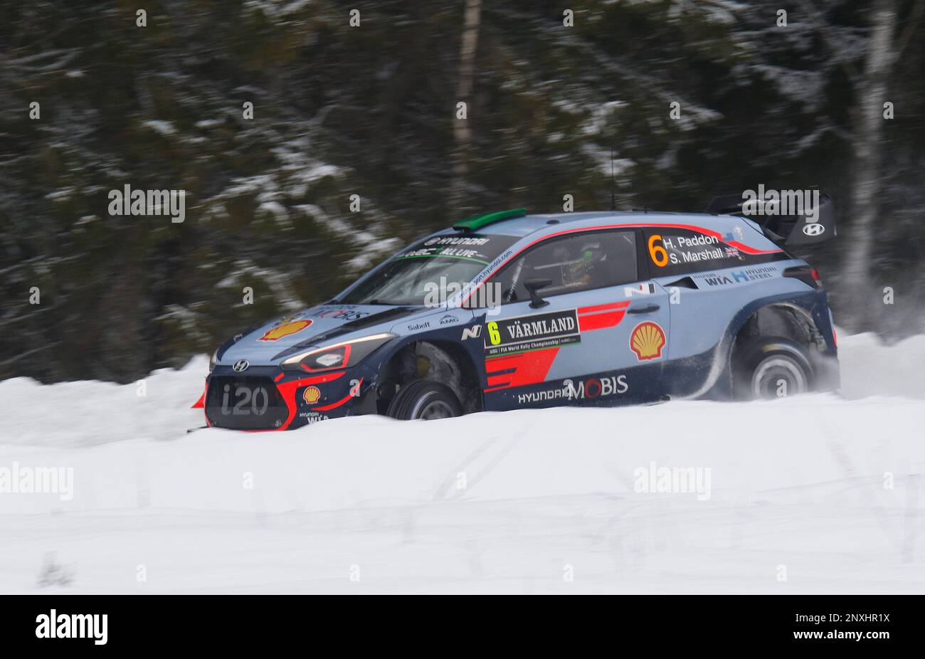 Hayden Paddon of New Zealand drives his Hyundai i20 Coupe WRC during ...