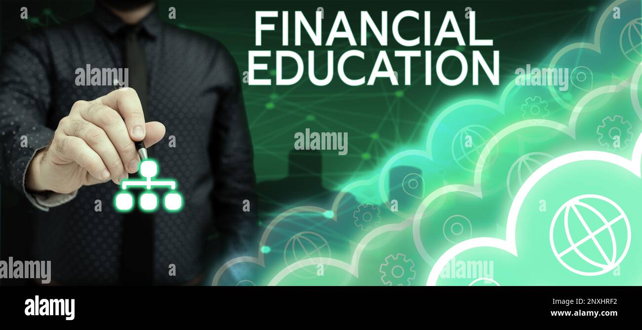 Text caption presenting Financial Education. Business showcase ...