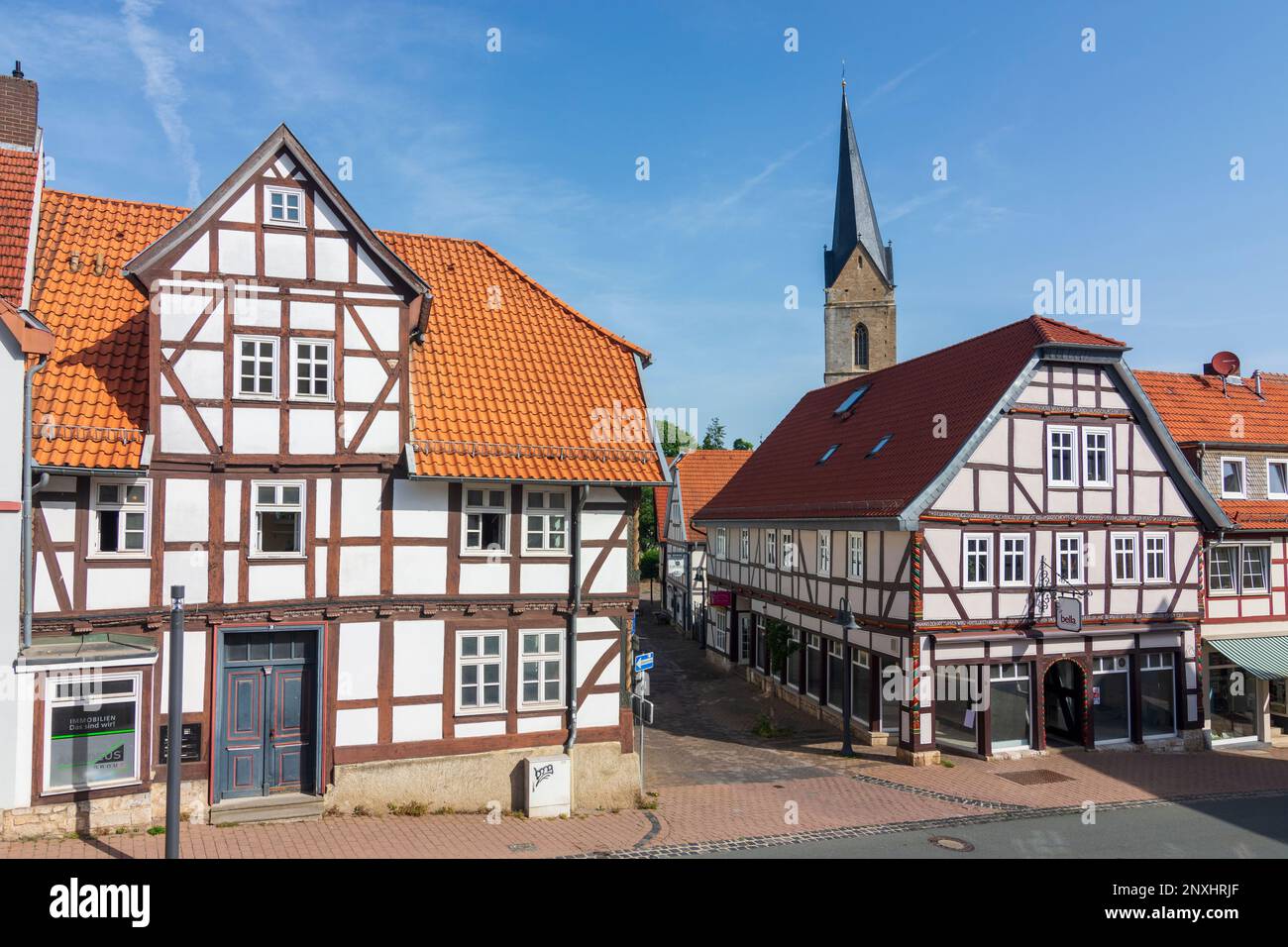 Korbach: church St. Nikolai, half-timbered houses in Nordhessen, Hessen ...