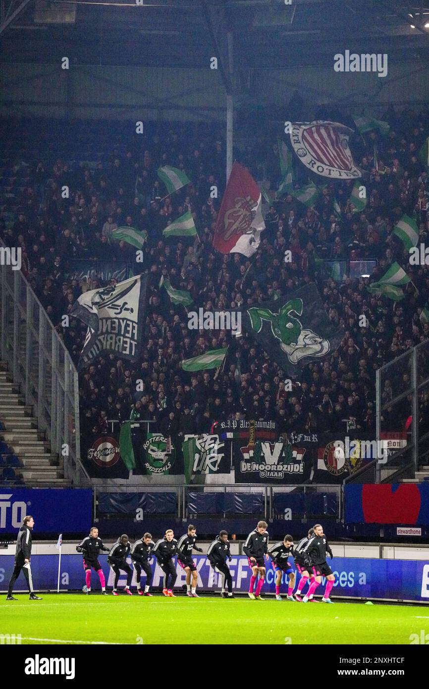 Heerenveen - Fans of Feyenoord during the match between SC Heerenveen v ...