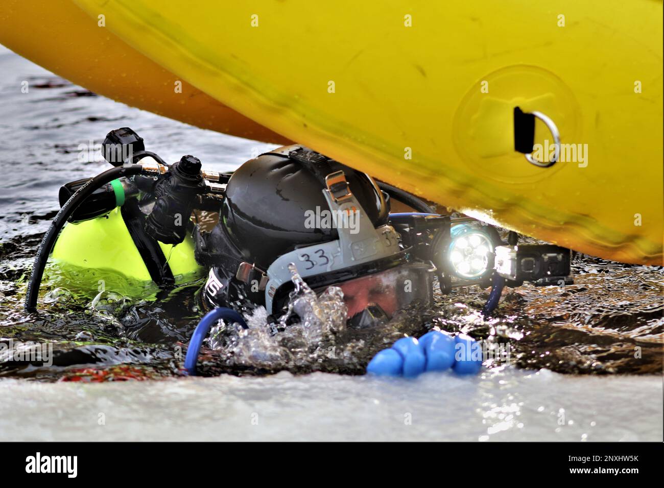 A firefighter with the Directorate of Emergency Services Fire ...