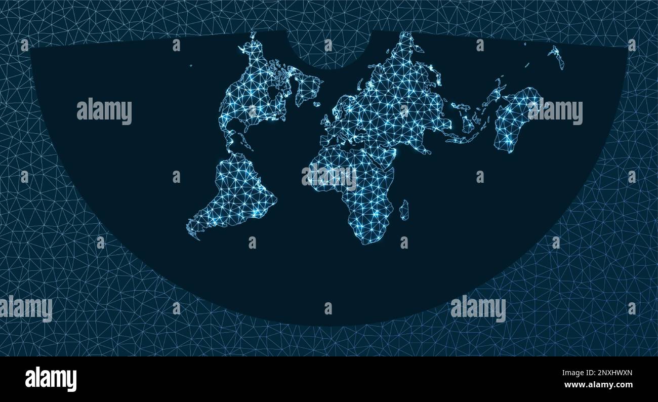 Illustration of global network. Conic Equidistant projection. World ... Illustration of global network. Conic Equidistant projection. World ...