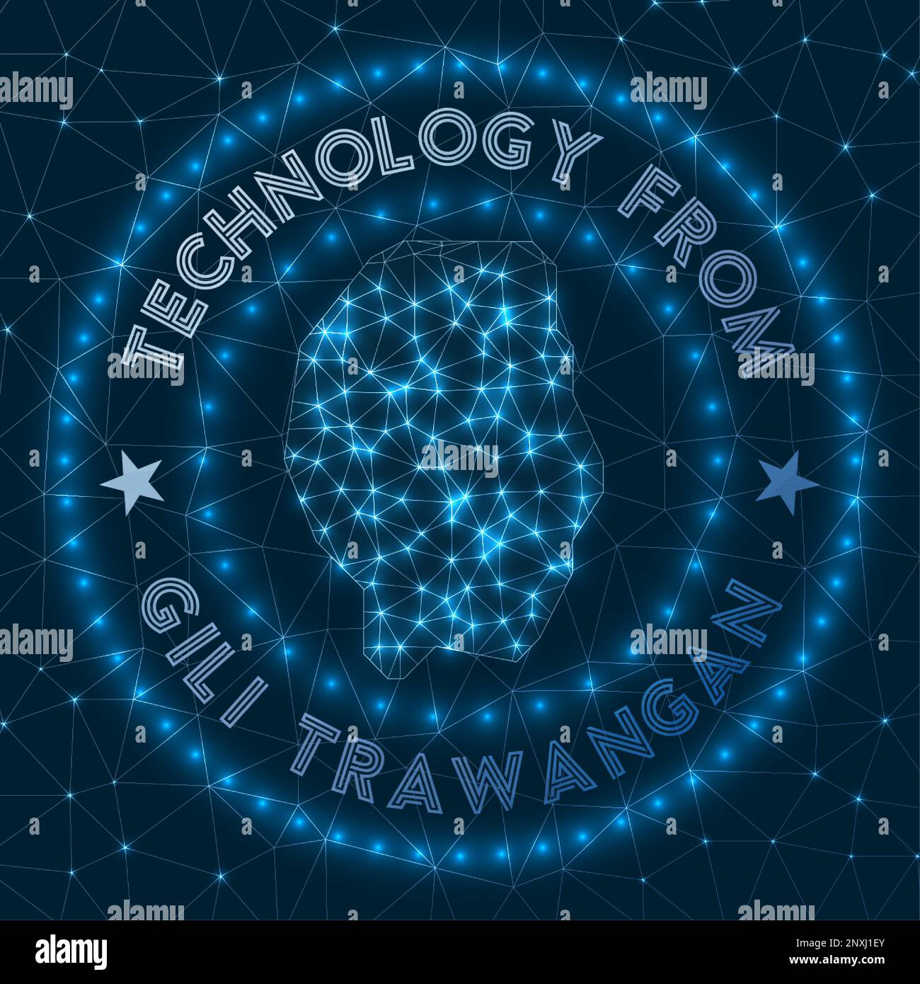 Technology from Gili Trawangan. Futuristic geometric badge of the ...