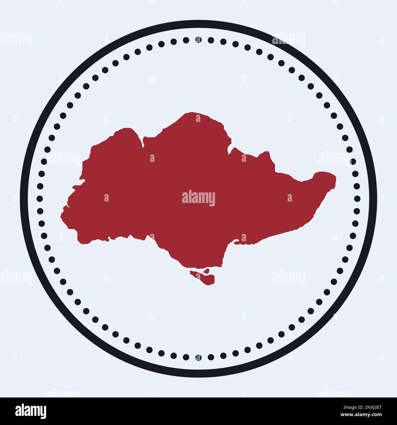 Sentosa round stamp. Round logo with island map and title. Stylish ...