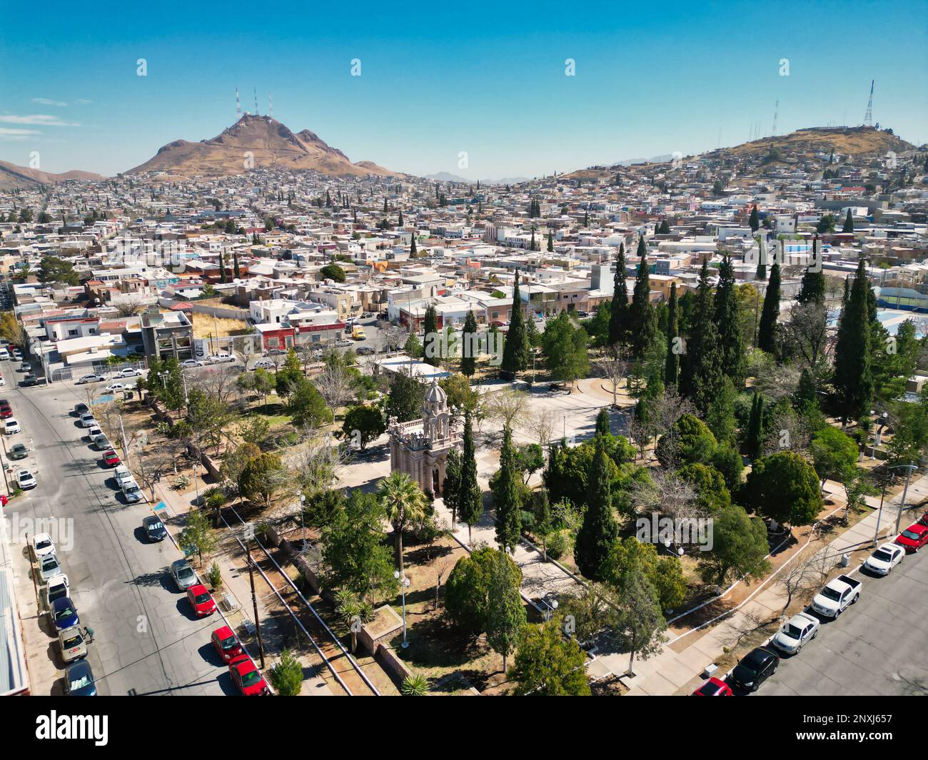 Aerial view of the Francisco Villa Mausoleum in what is currently the ...