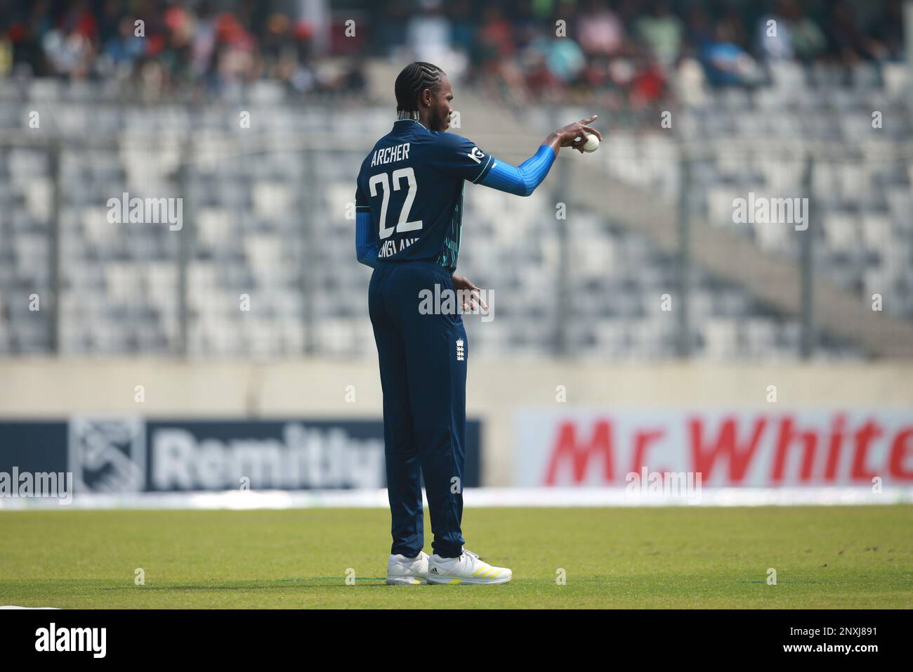 Jofar Archer during the Bangladesh-England 1st One Day International ...