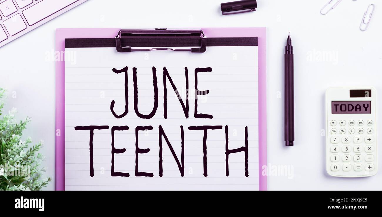 Sign displaying June Teenth. Word for legal holiday in the United ...