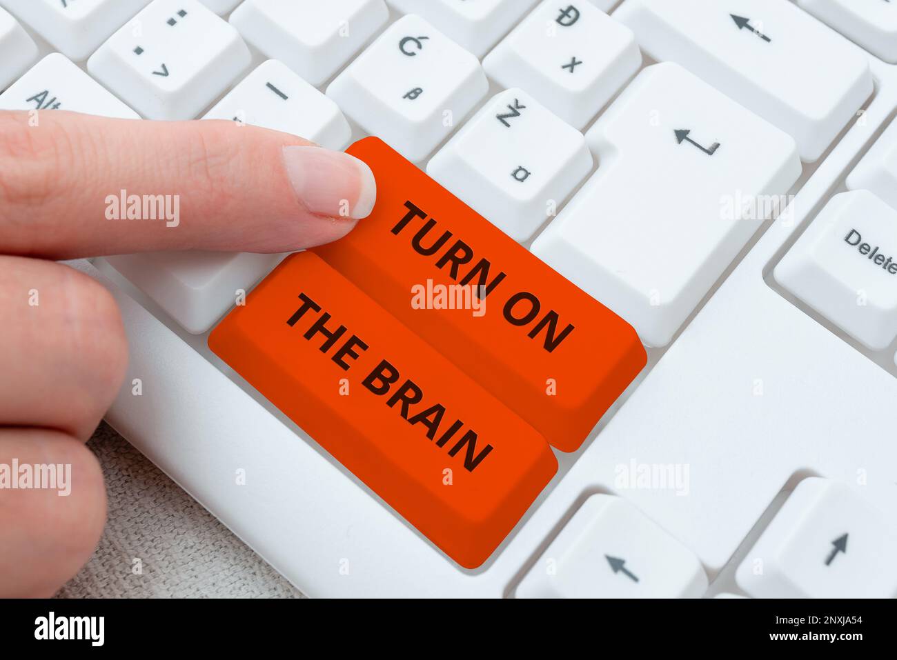 Hand writing sign Turn On The Brain. Word Written on Apply what you ...