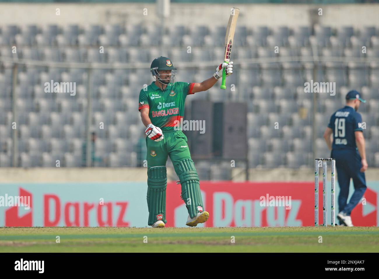 Nazmul Hasan Shanto fifty runs celebration during the Bangladesh ...