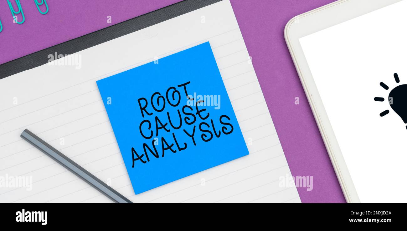 Hand writing sign Root Cause Analysis. Business showcase Method of ...