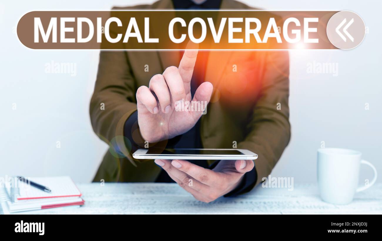 Hand writing sign Medical Coverage. Business idea inclusion within the ...