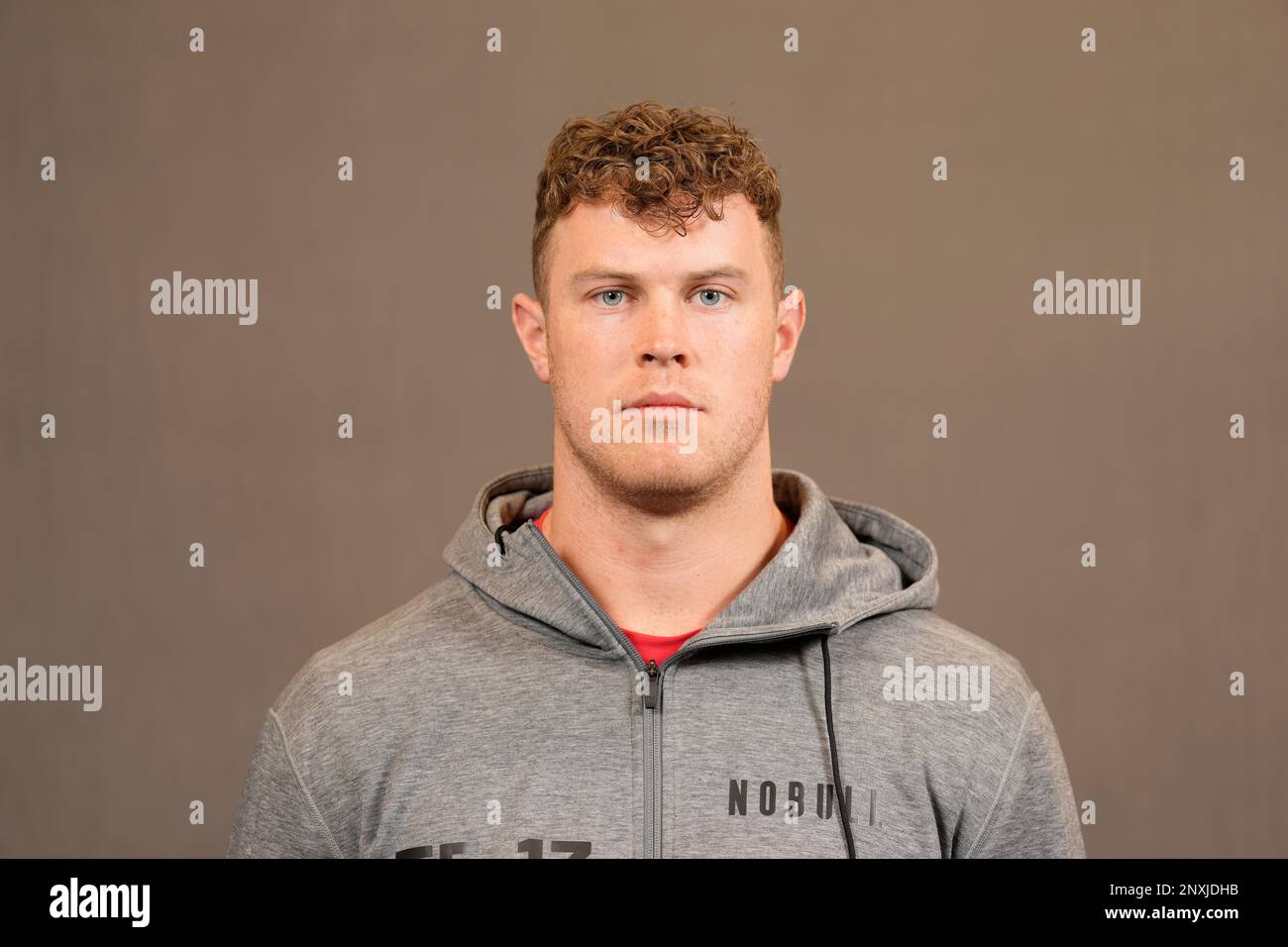 Michigan tight end Luke Schoonmaker poses for a portrait at the NFL ...