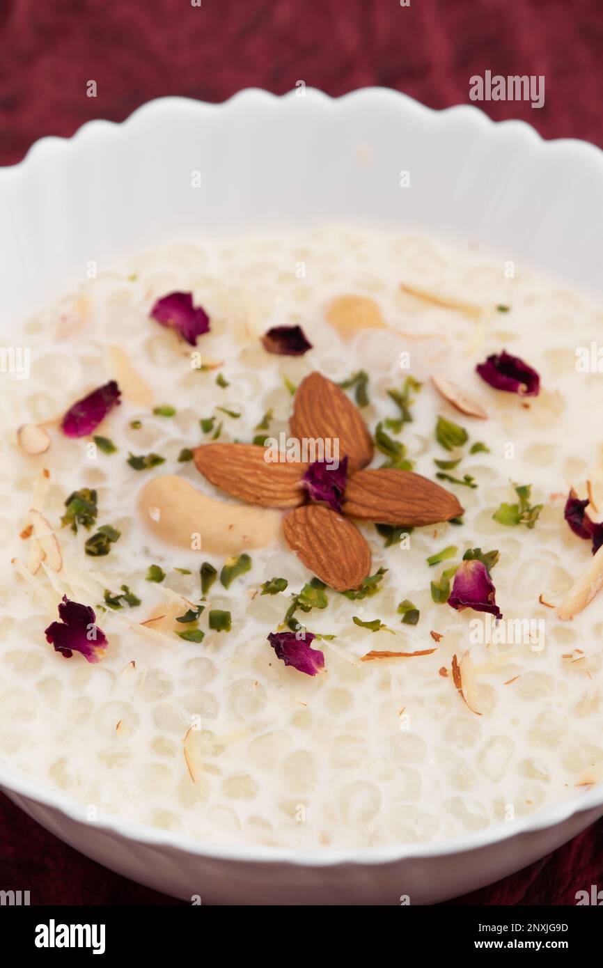 Indian Fasting Food Sabudana Kheer, Sagudana Khir Or Sago Seed Pudding ...