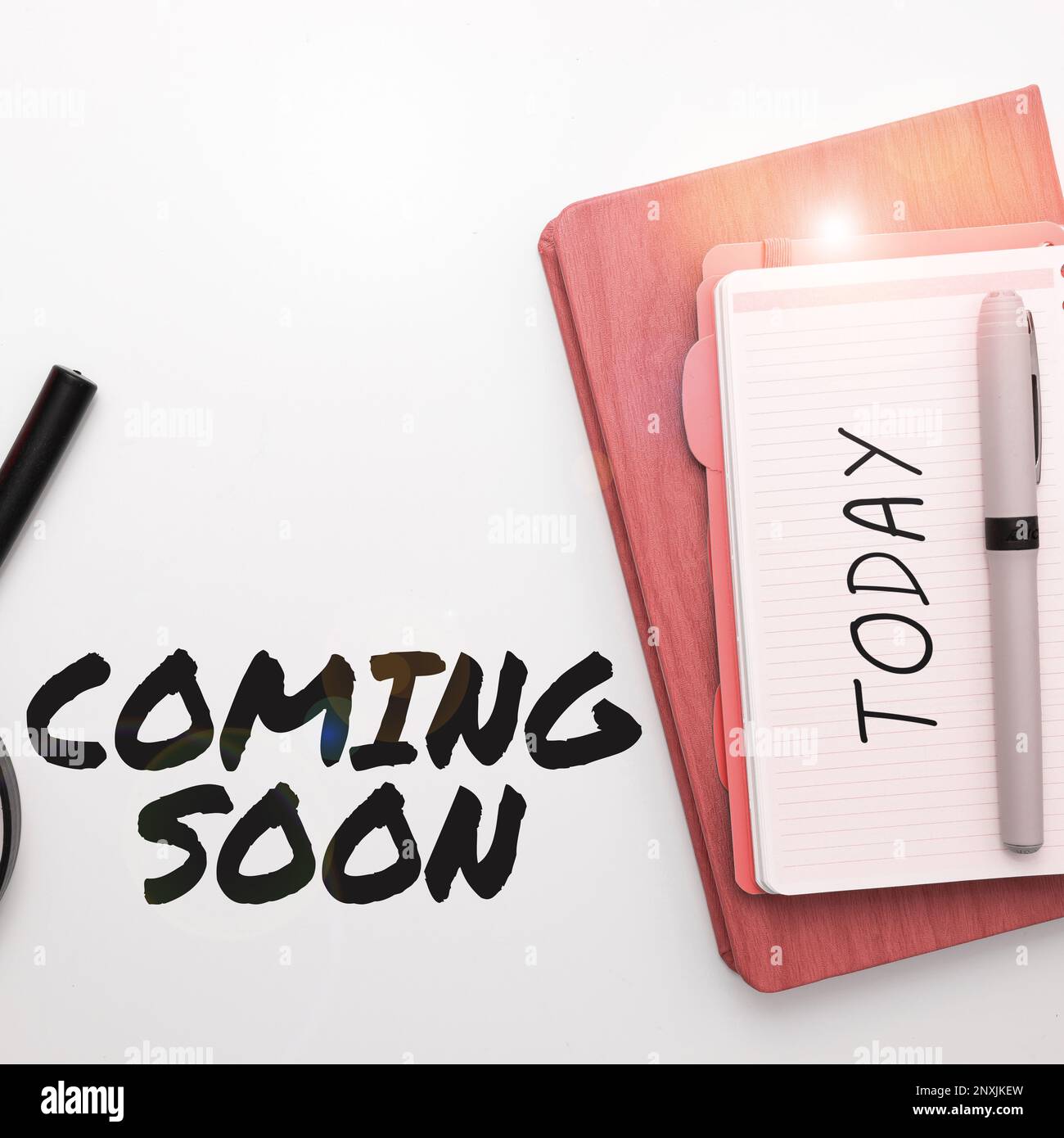 Hand writing sign Coming Soon. Word Written on something is going to ...