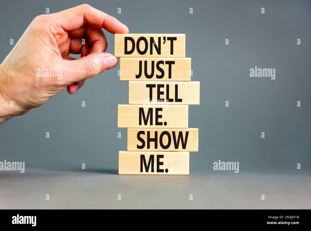 Tell or show symbol. Concept words Do not just tell me, show me on ...