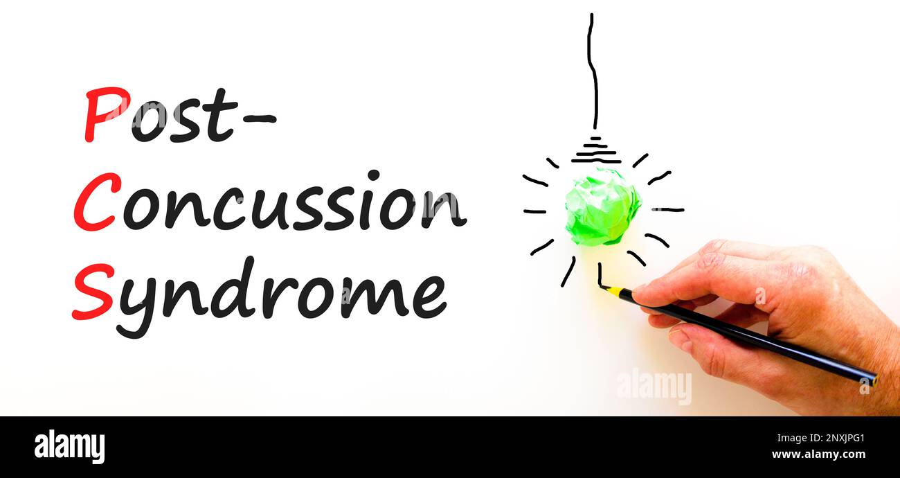 PCS post-concussion syndrome symbol. Concept words PCS post-concussion syndrome on white paper ...
