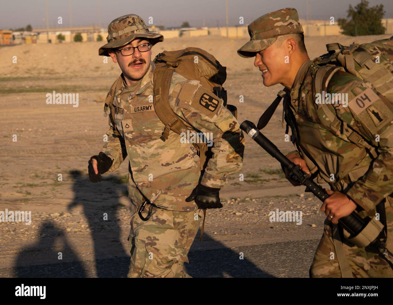 U.S. Army Reserve Soldiers conduct a pre-assessment ruck march on Camp ...