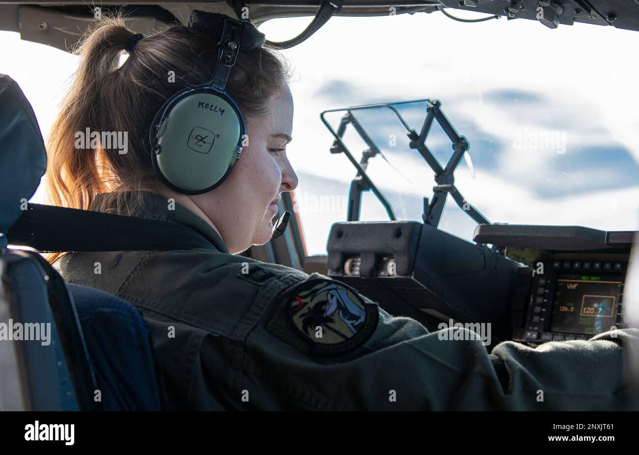 U.S. Air Force Capt. Sierra Kelly, 14th Airlift Squadron pilot, flies a ...