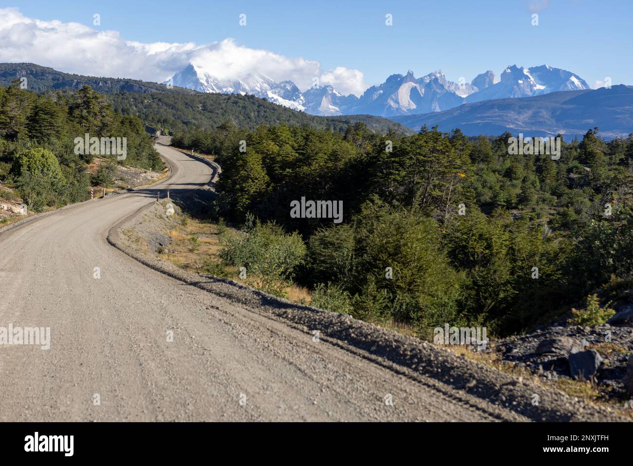 Landscape around famous Torres del Paine National Park in Chile ...