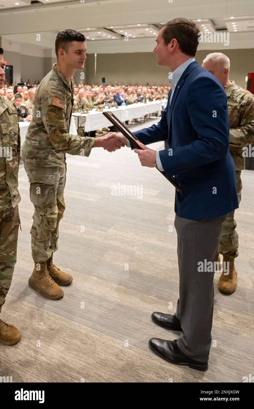 Kentucky Gov. Andy Beshear presents the Kentucky National Guard ...