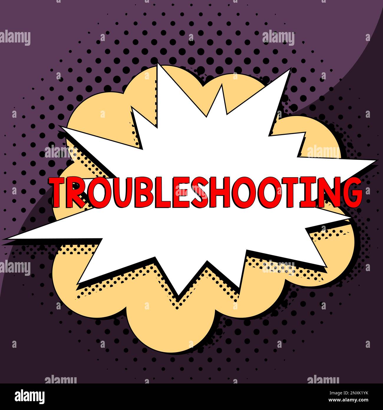 Text caption presenting Troubleshooting. Concept meaning an act of ...