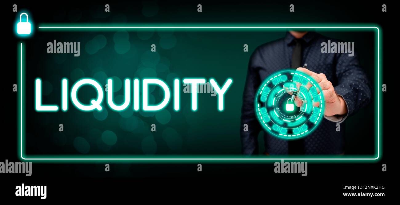 Conceptual caption Liquidity. Word for Cash and Bank Balances Market ...