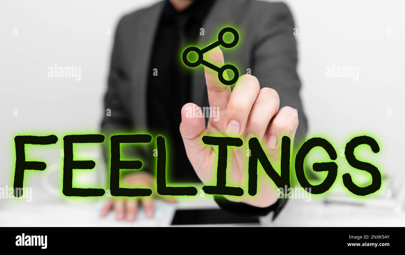 Text sign showing Feelings. Concept meaning causing happy positive ...