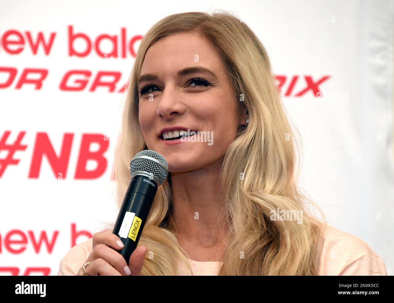 Emma Coburn during a press conference prior to the New Balance Indoor ...