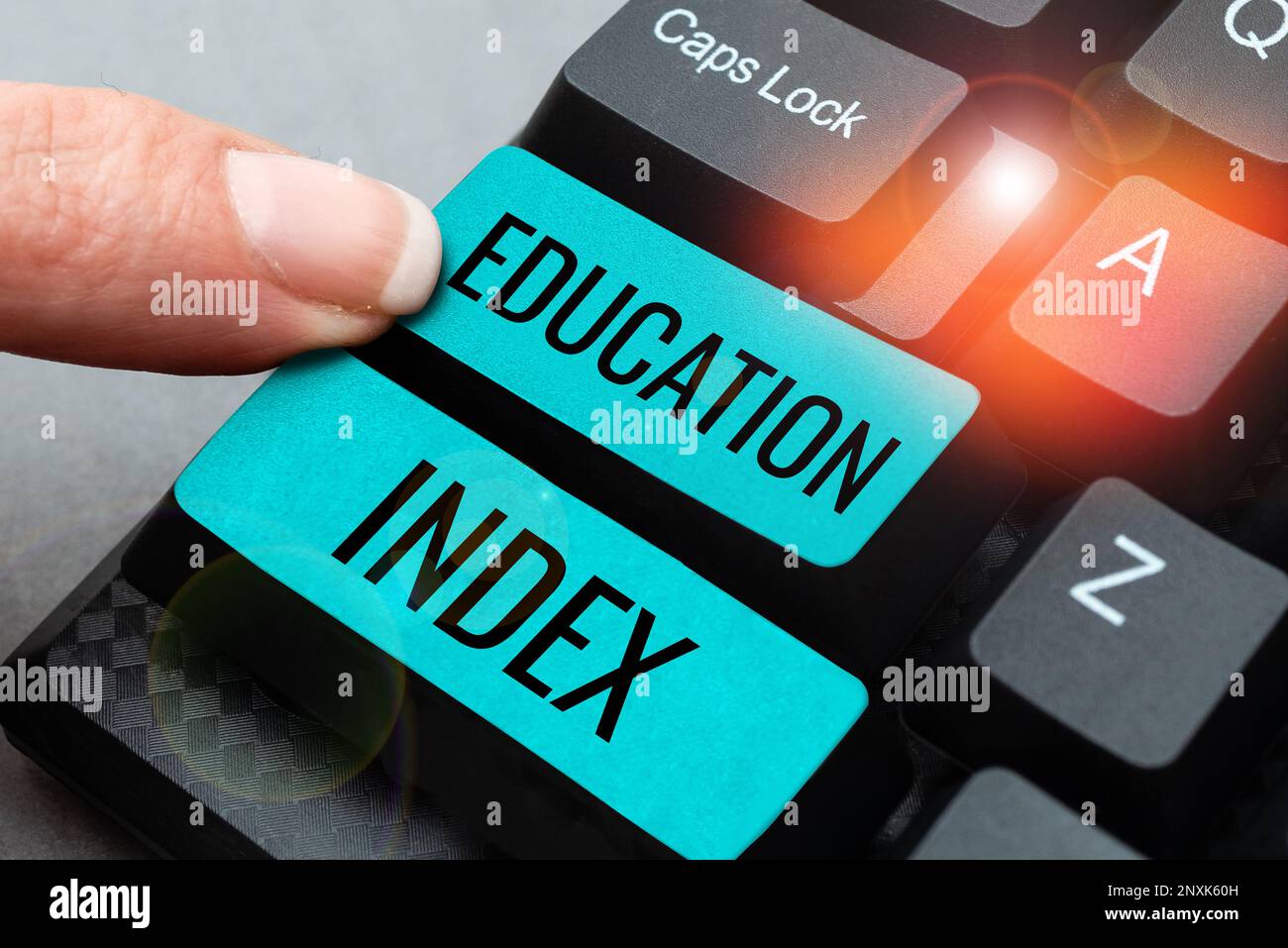 Conceptual caption Education Index. Business idea aiming to meet learning needs of all children ...