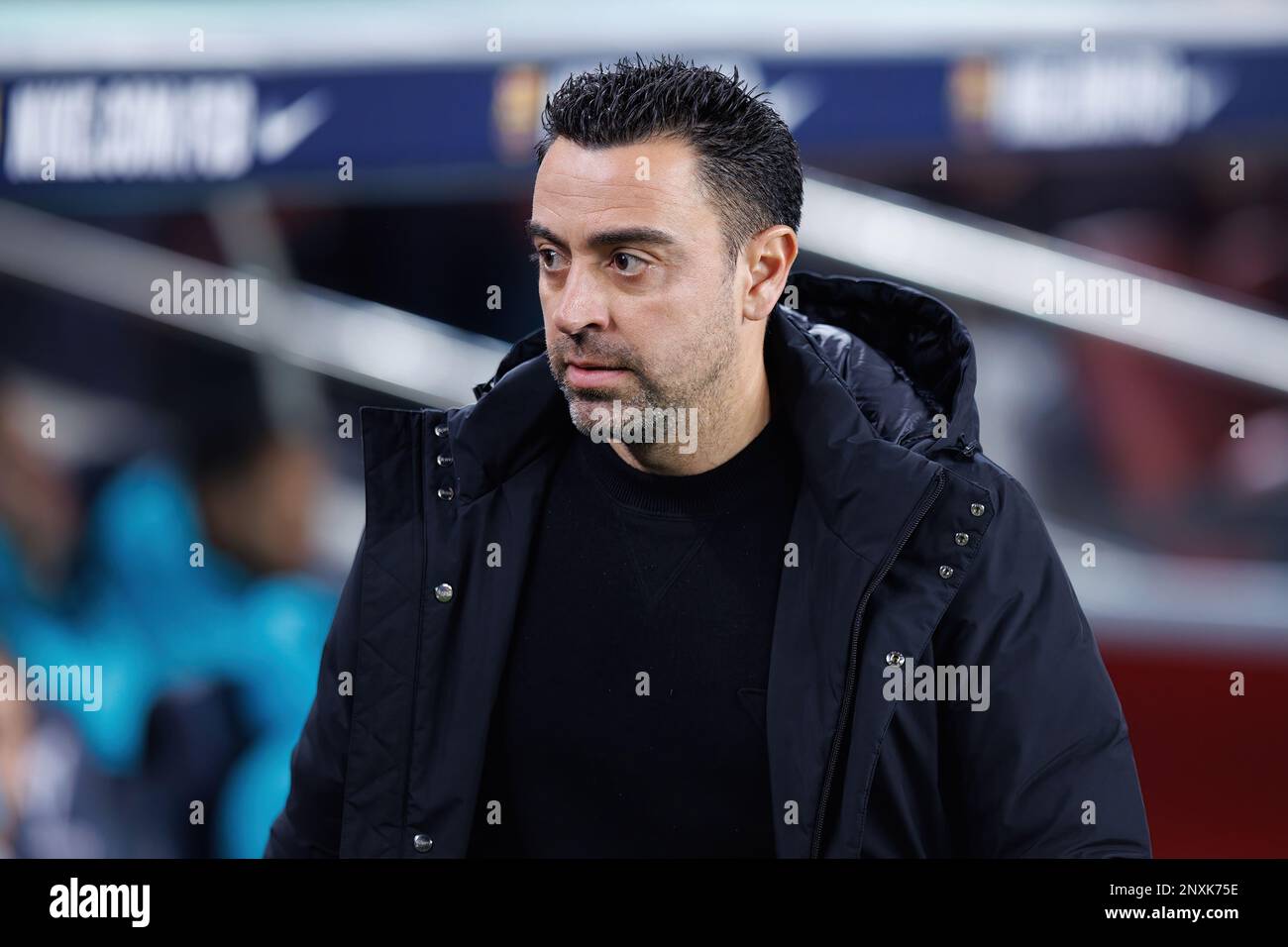 BARCELONA - FEB 19: The manager Xavi Hernandez in action during the ...