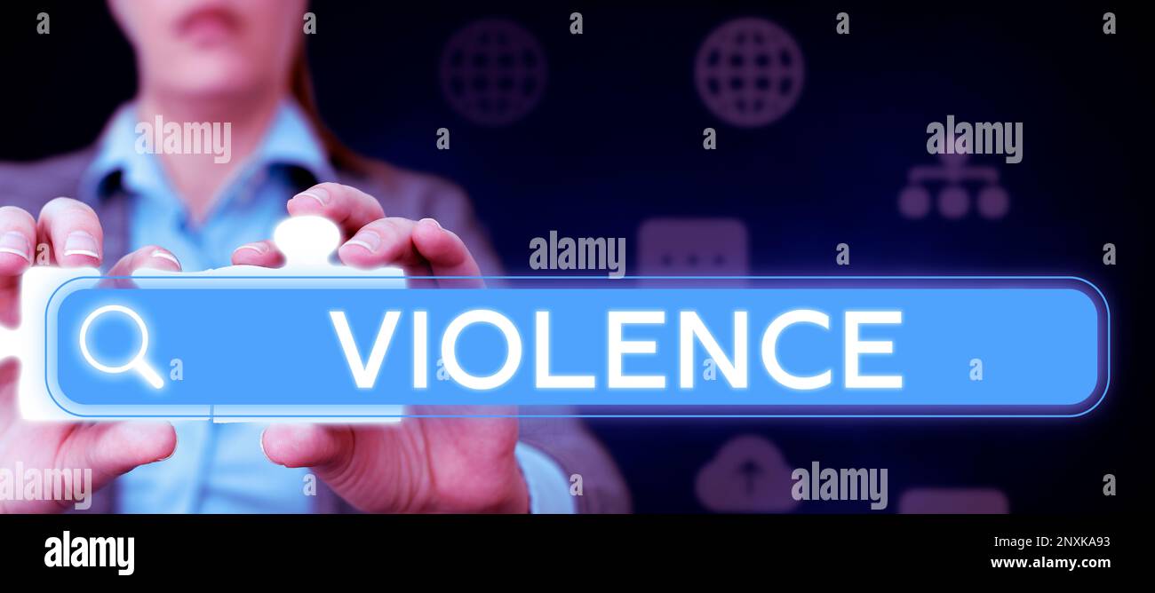 Handwriting text Violence. Word Written on the use of physical force to ...