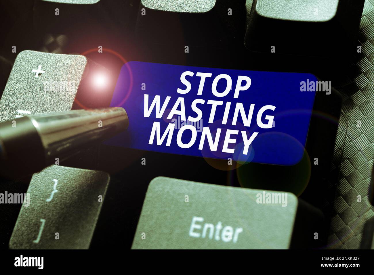 Writing displaying text Stop Wasting Money. Concept meaning advicing ...