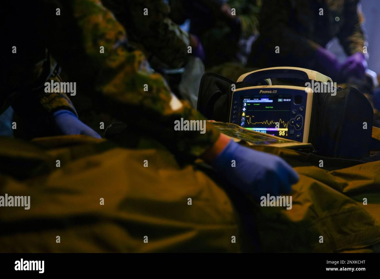 A U.S. Navy hospital corpsman assigned to Combat Logistics Battalion 15 ...