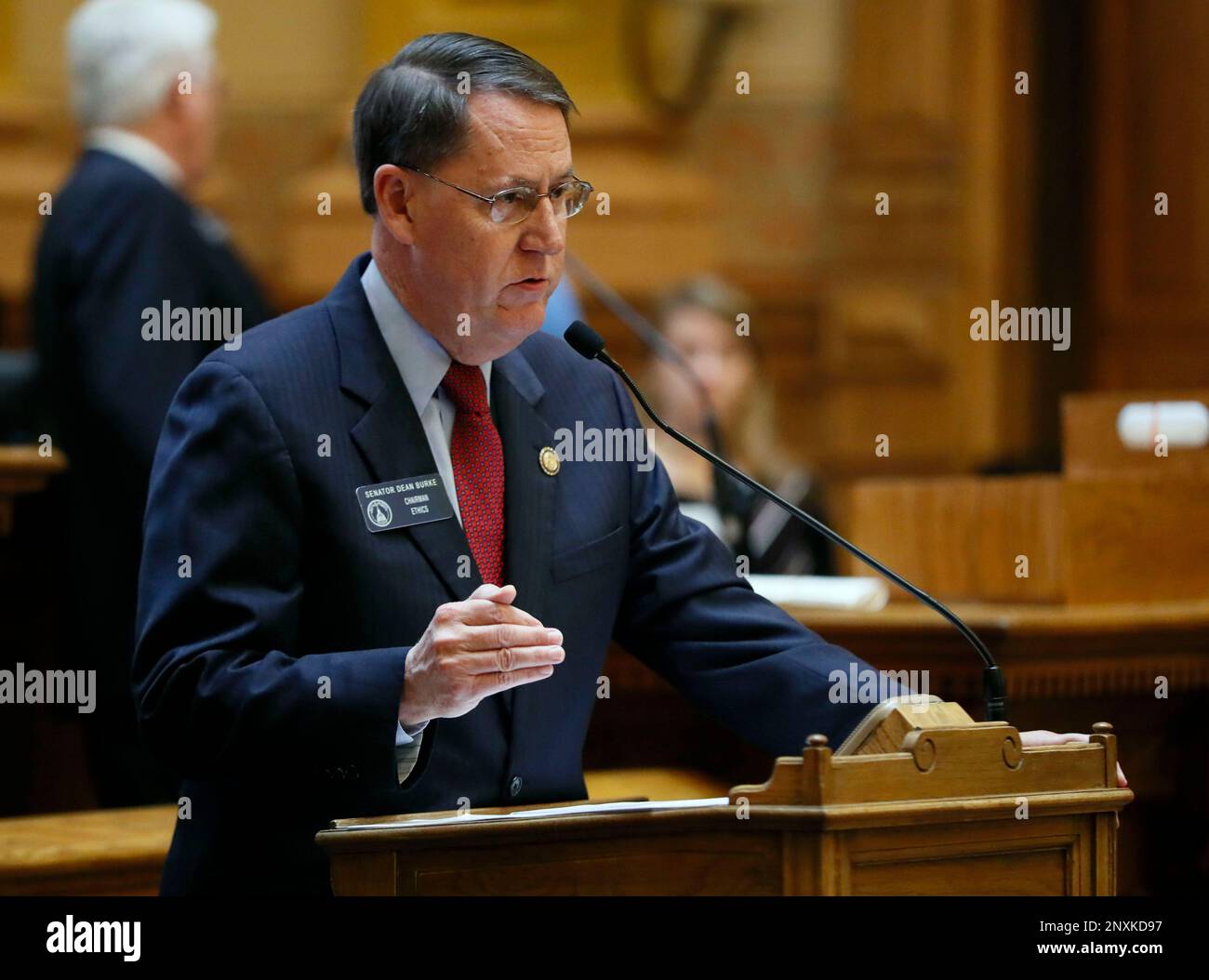 Senator Dean Burke, R - Bainbridge, presents SB 357, one of two omnibus ...