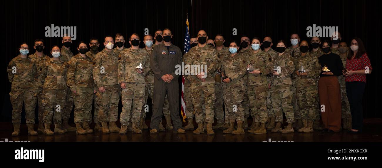 4th Fighter Wing quarterly award winners pose for a photo with Col ...