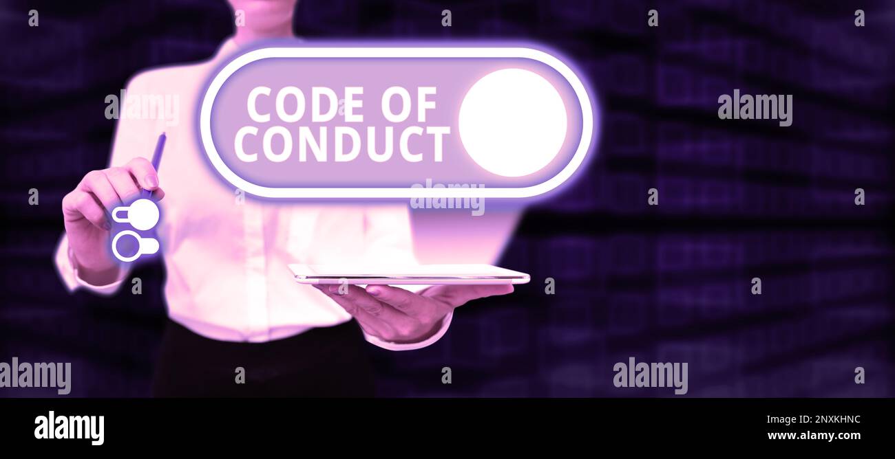Text caption presenting Code Of Conduct. Internet Concept Ethics rules ...