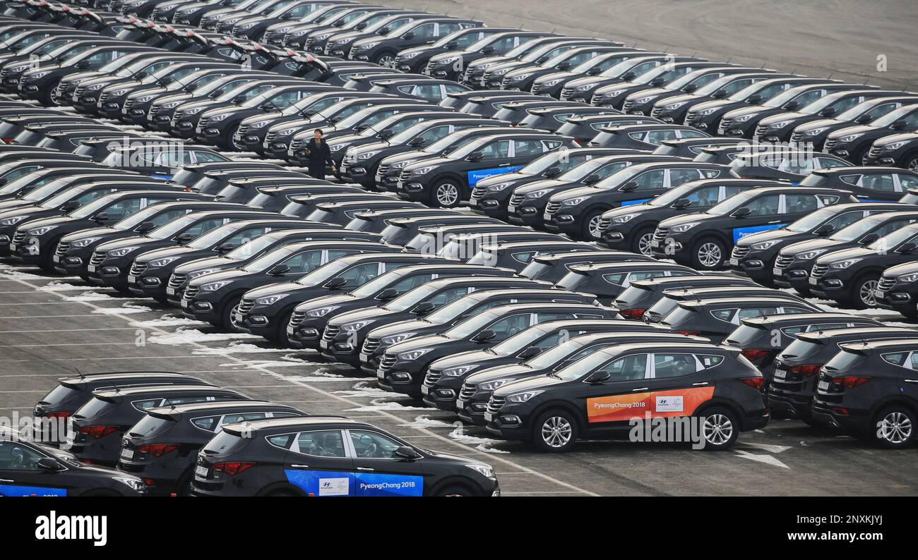 Plenty of cars are prepared for Olympic Committee in Pyeonchnag, South ...