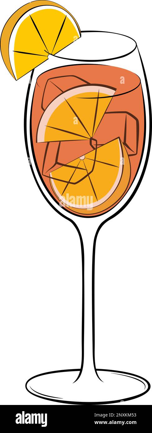 Aperol Spritz with fresh orande wedge garnish on a glass. Classic ...